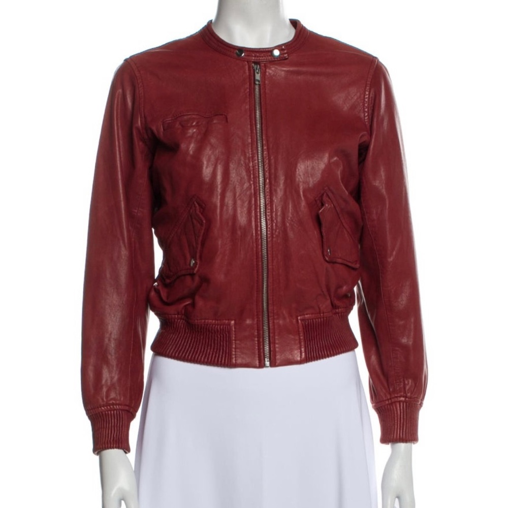 Isabel Marant Etoile Stunning Red Leather Jacket Size… - Gem
